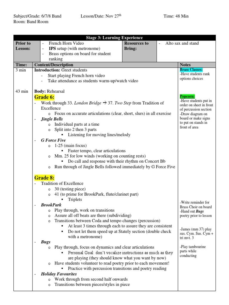 Nov 27th Lesson Plan | PDF | Classical Music | Elements Of Music