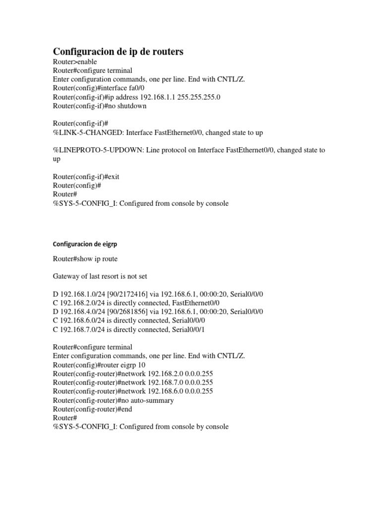 Configuracion de Ip de Routers | PDF
