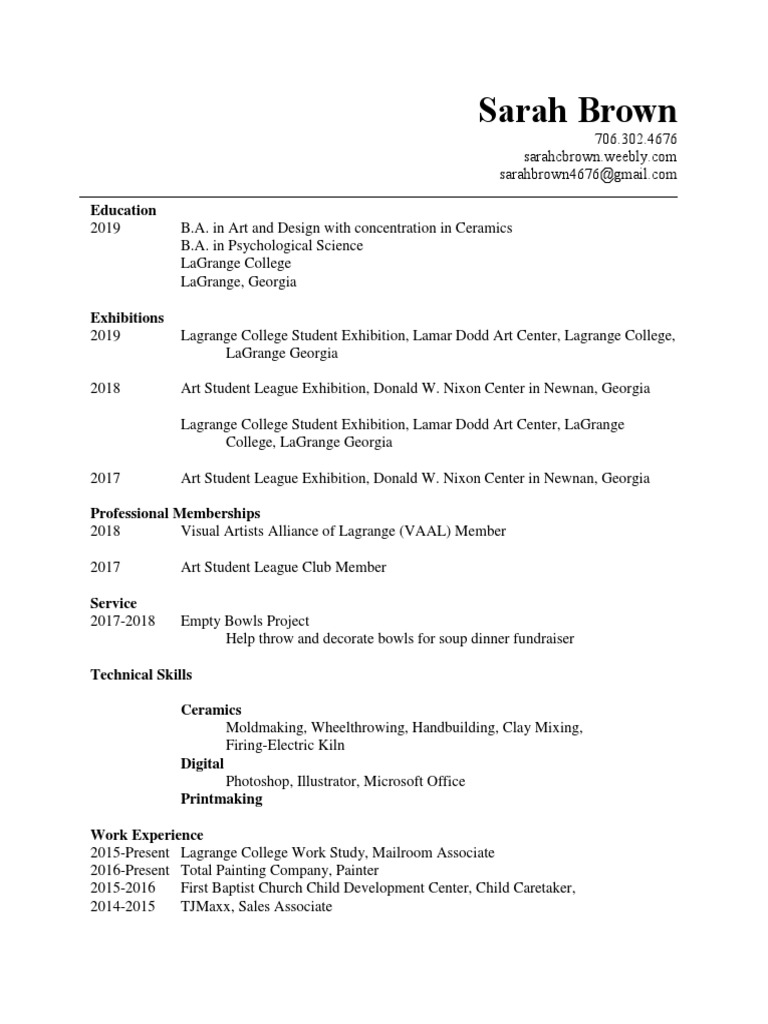 Sarah Brown Resume | PDF