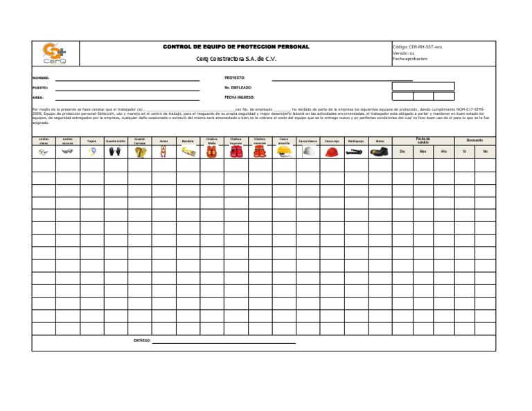 Formato Control EPP | PDF | Business