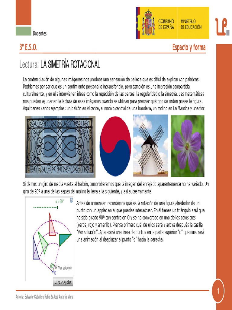 3eso Simetria Rotacional Profesor | PDF | Simetría | Rotación