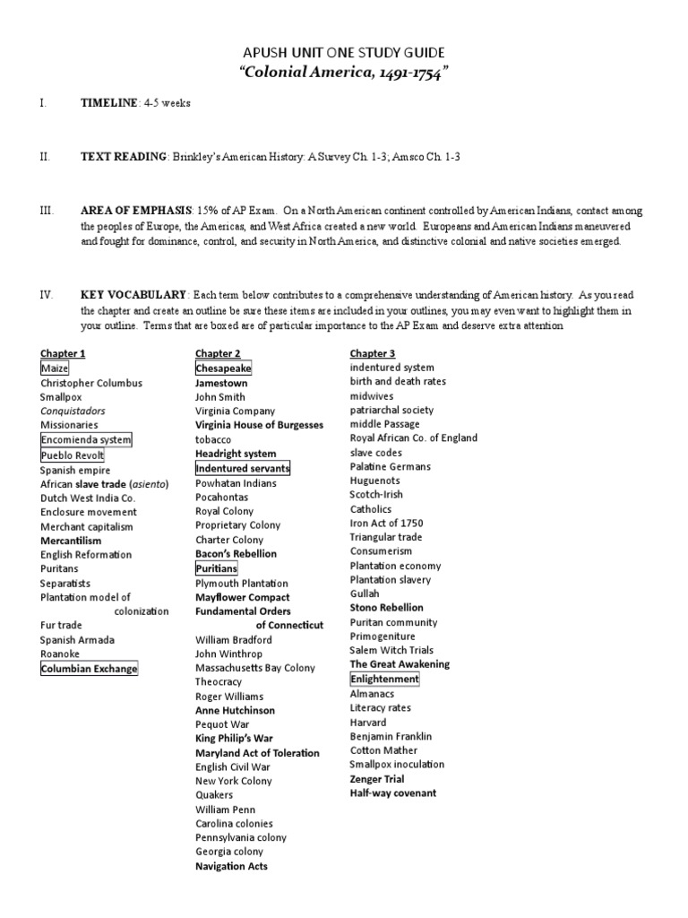 Colonial America: An In-Depth Look at the APUSH Unit One Study Guide ...