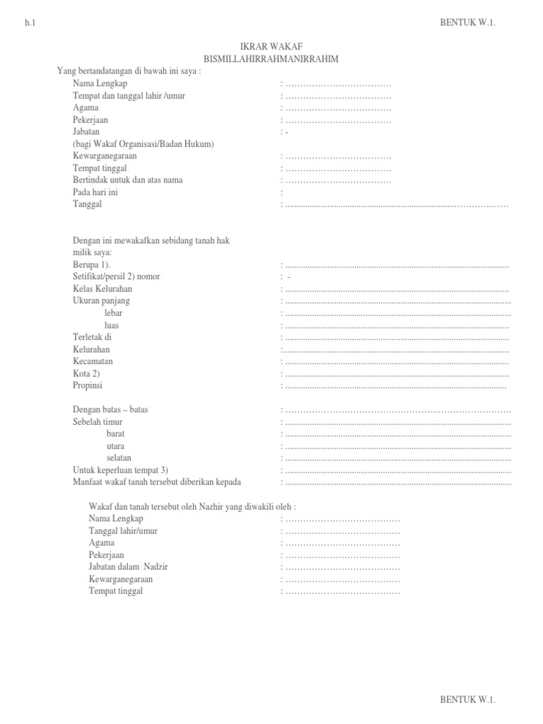 Contoh Format Blangko Wakaf PDF | PDF