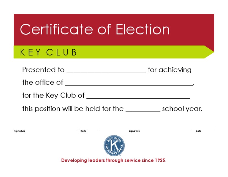 Certificate of Election for Club Officers | PDF