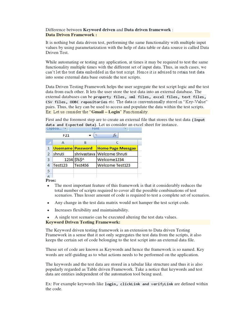 Data Driven Framework:: Property Files, XML Files, Excel Files, Text ...