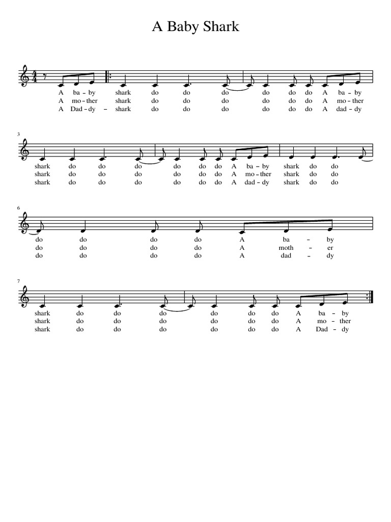 Baby Shark Lyrics: A Visual Representation of the Popular Children's ...