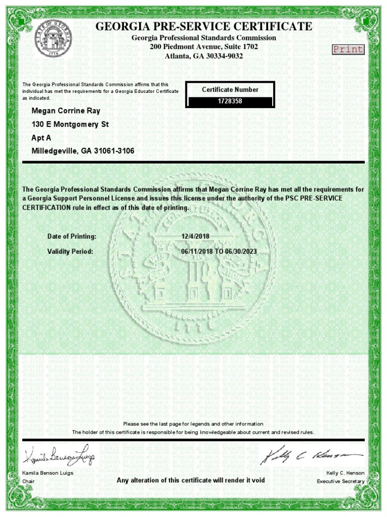 Certification For Preservice | PDF | Atlanta