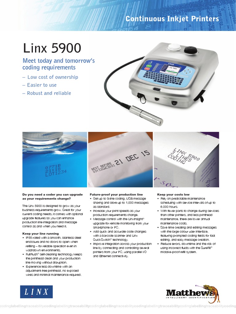 Matthews Linx 5900 Brochure | PDF | Printer (Computing) | Usb