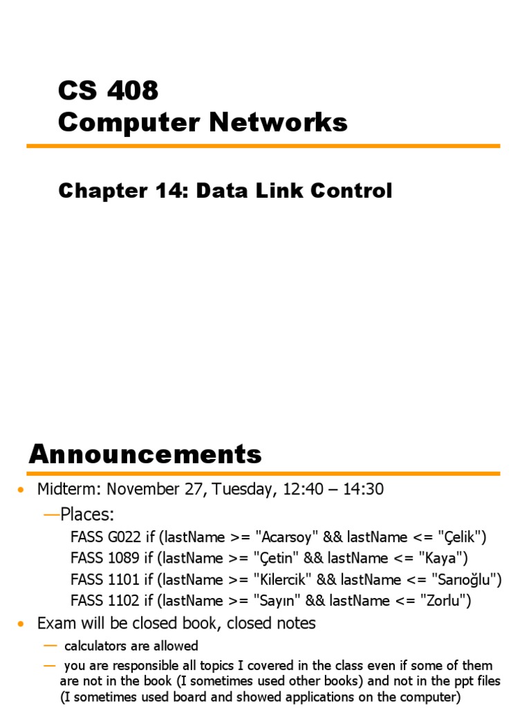 CS 408 Computer Networks: Chapter 14: Data Link Control | PDF | Transmission Control Protocol ...