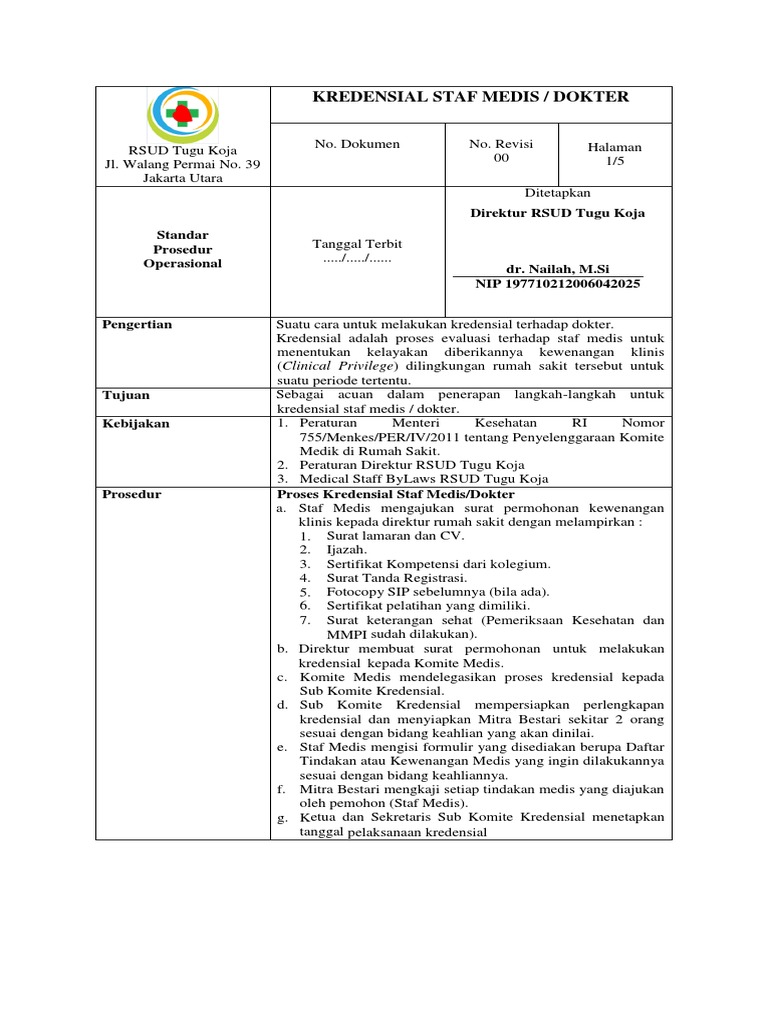 SOP Kredensial Dokter | PDF