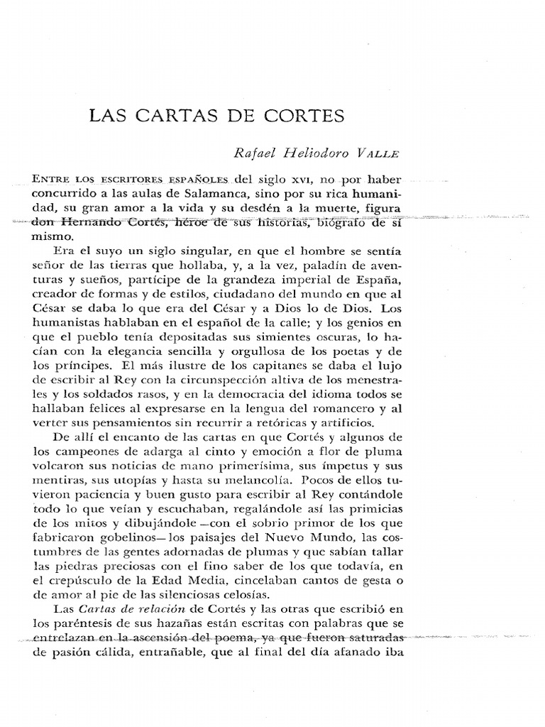 Las Cartas de Cortes, Rafael Heliodoro Valle | PDF | Hernán Cortés ...