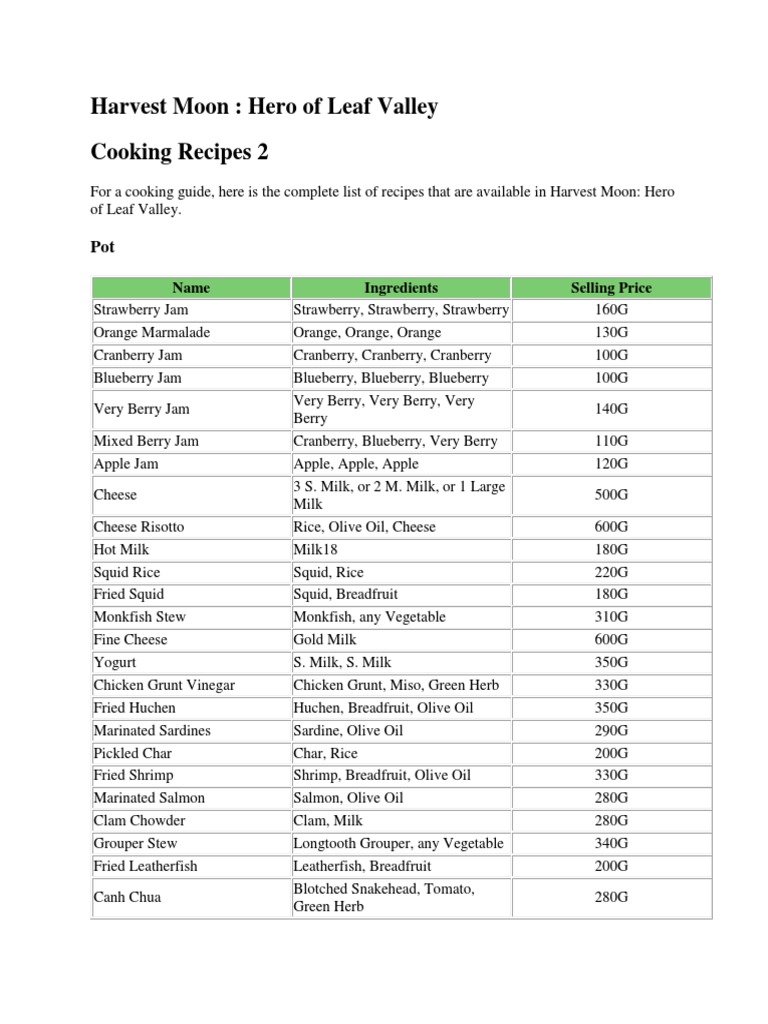 Harvest Moon 2 | PDF