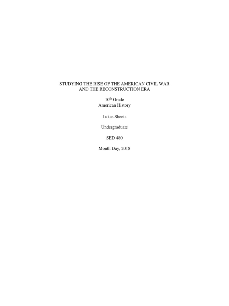 Studying The Rise of The American Civil War and The Reconstruction Era ...