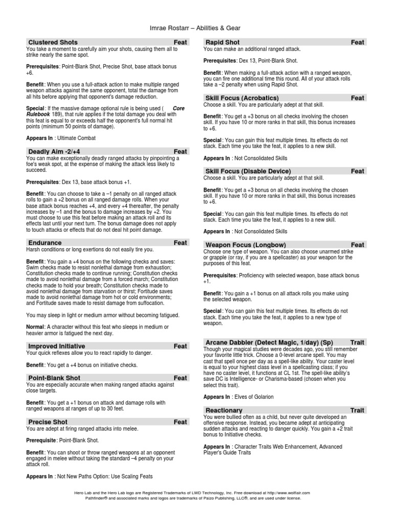 Imrae Rostar at 9th Level Abilities PDF | PDF | Elf (Dungeons & Dragons)