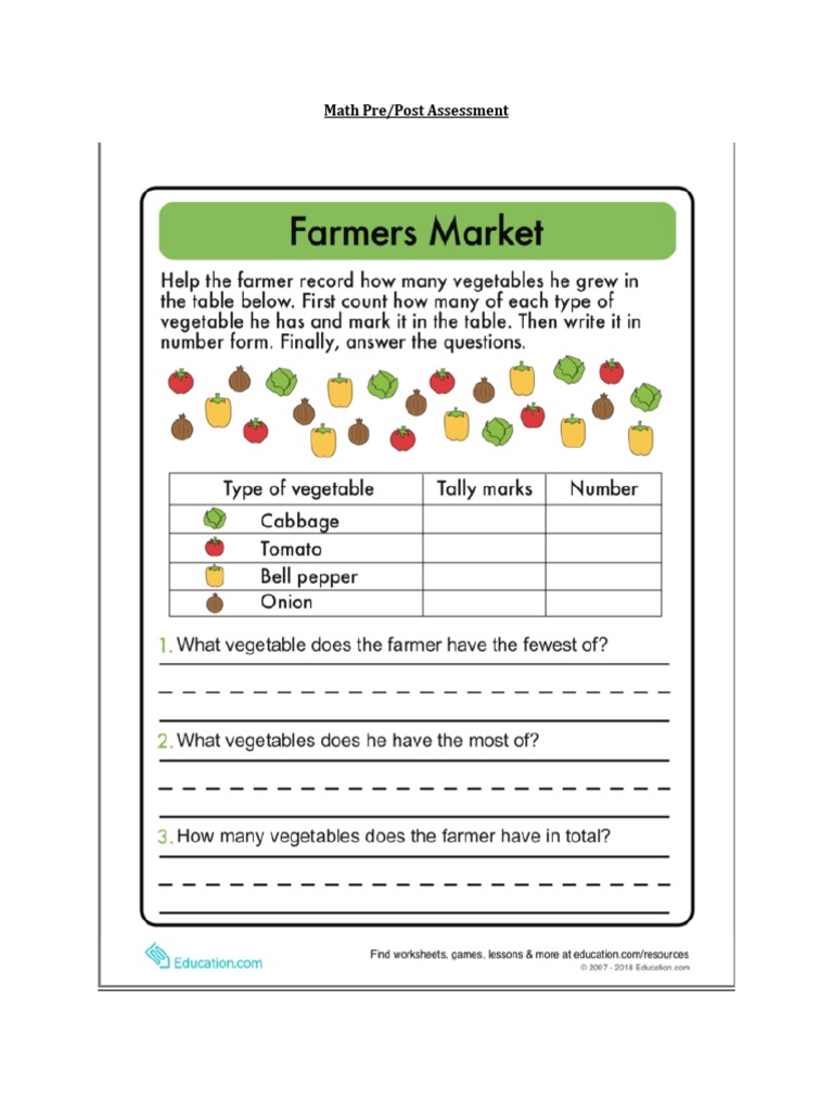 Math Pre/Post Assessment | PDF