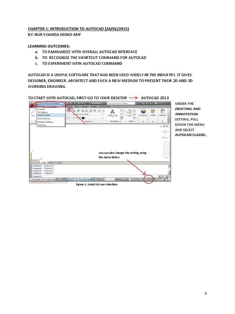 AUTOCAD CH1-Introduction To Autocad | PDF | Menu (Computing) | Auto Cad