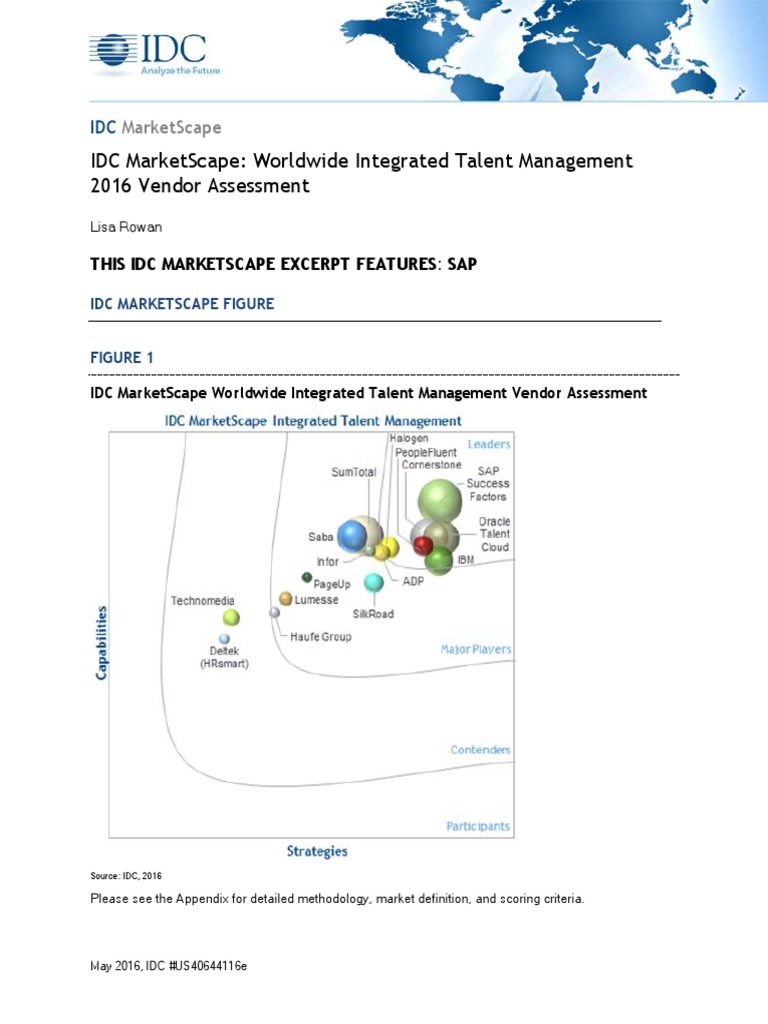 IDC MarketScape Worldwide Integrated | Talent Management | Sap Se