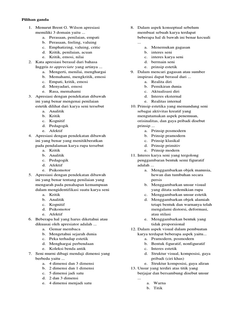 Soal SBK Kelas 11 | PDF