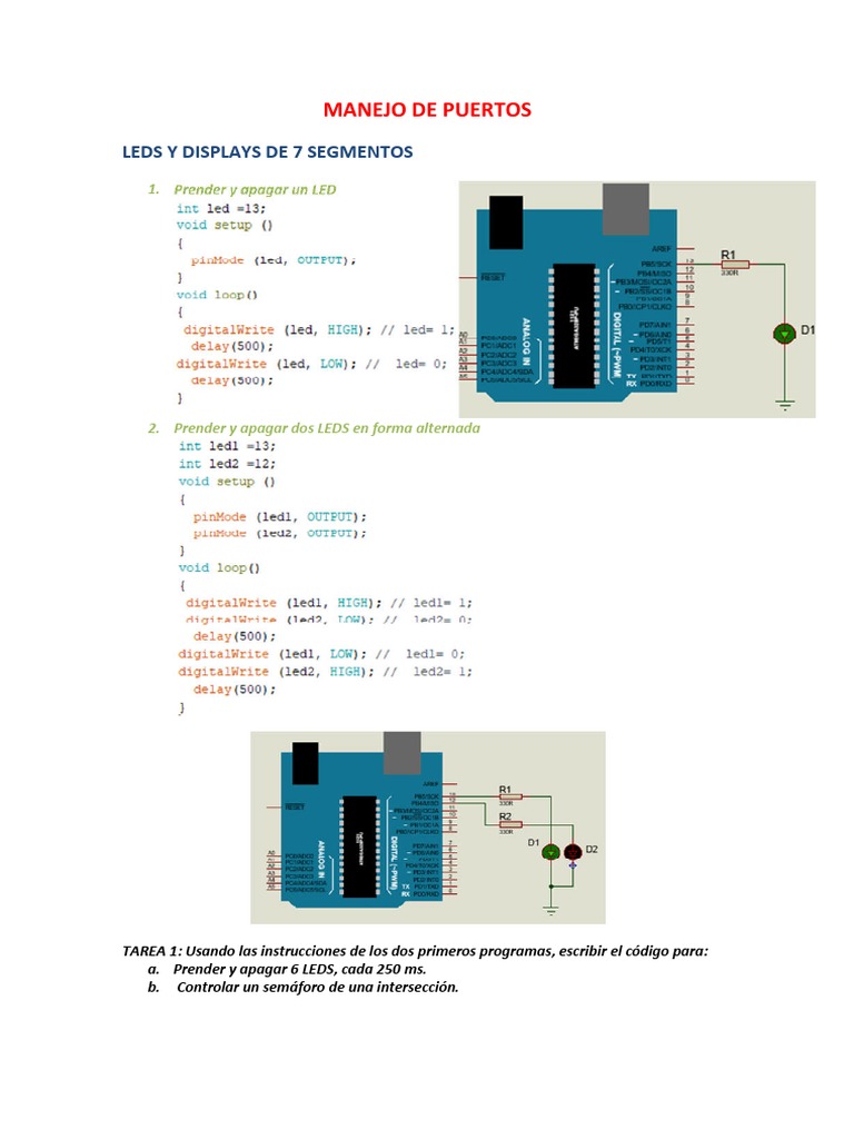 Manejo de Puertos LEDS DISPLAYS | PDF