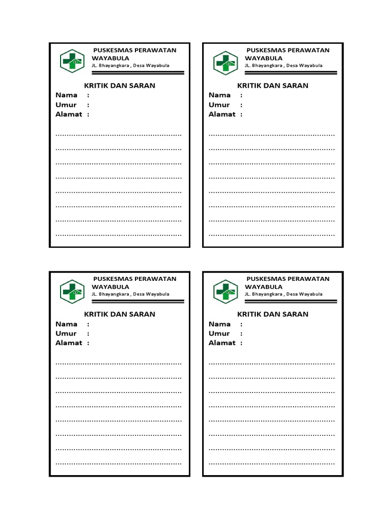 Form Keluhan Kotak Saran | PDF