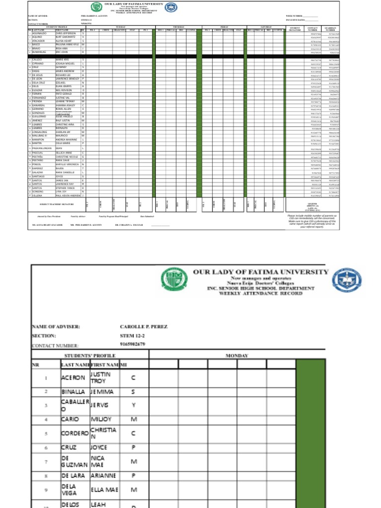 Attested by Class President: Noted by Adviser: Noted by Program Head ...