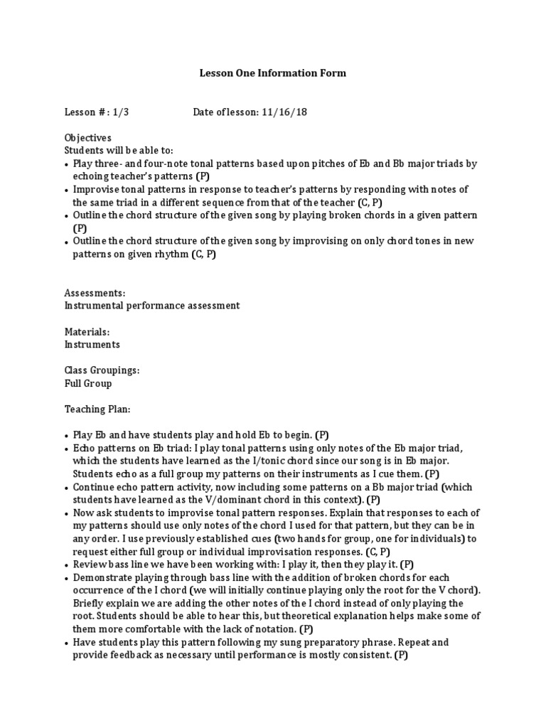 STP Lesson Plans and Analyses | PDF | Chord (Music) | Rhythm