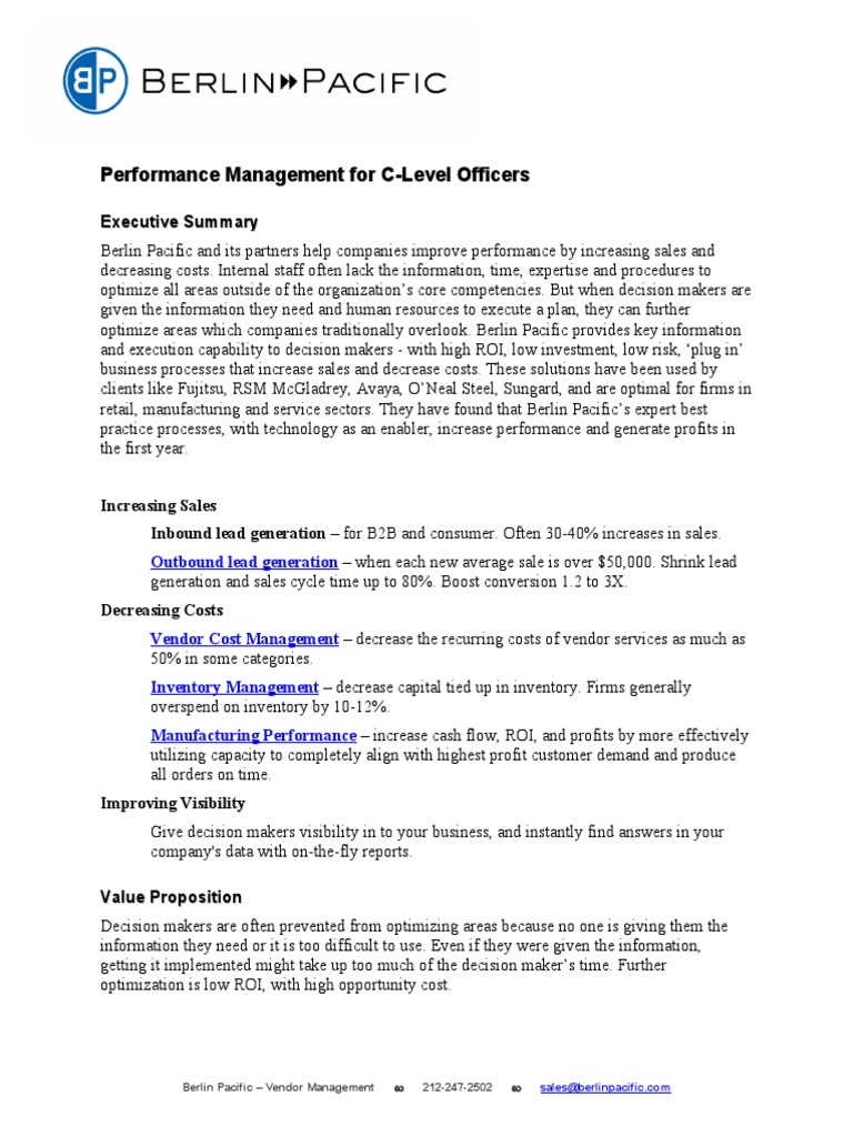 Performance Management For C-Level Officers | PDF | Inventory | Forecasting