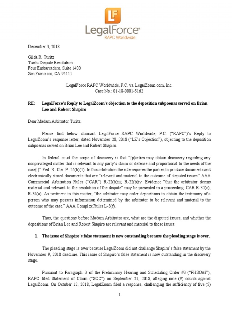 LegalZoom lied about being FOUNDED by Robert Shapiro: LegalForce's ...