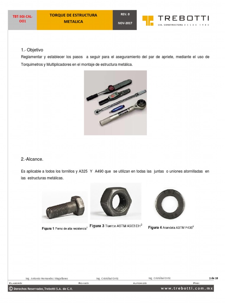 Procedimiento de Torque en Estructuras Metalicas | Tornillo ...