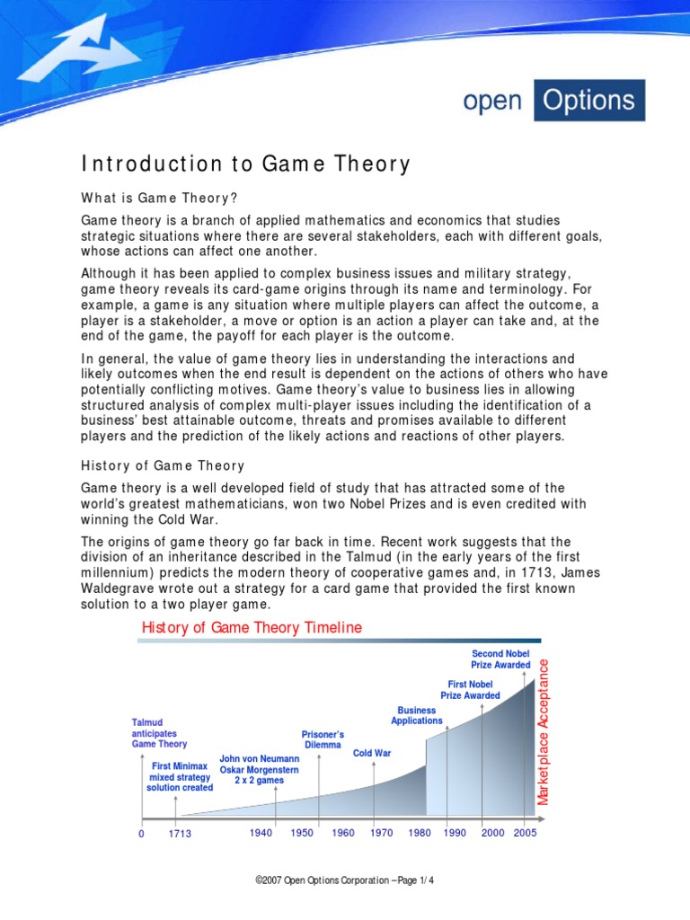 Open Options Introduction To Game Theory | PDF | Game Theory | Economics Of Uncertainty