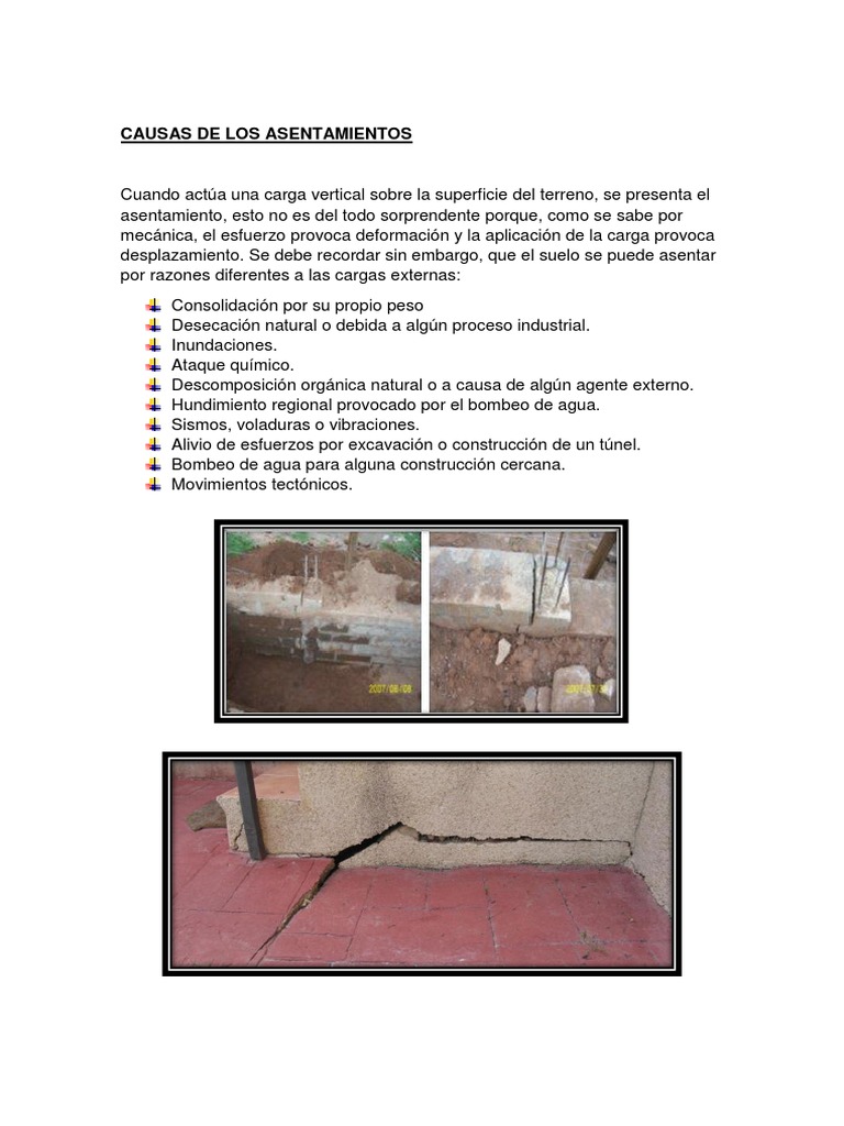 Causas de Los Asentamientos | PDF | Elasticidad (Física) | Fundación ...