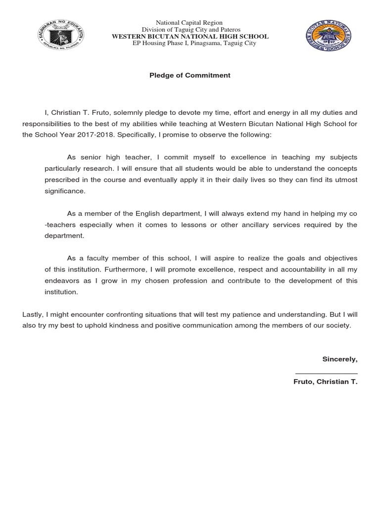 Pledge of Commitment | PDF