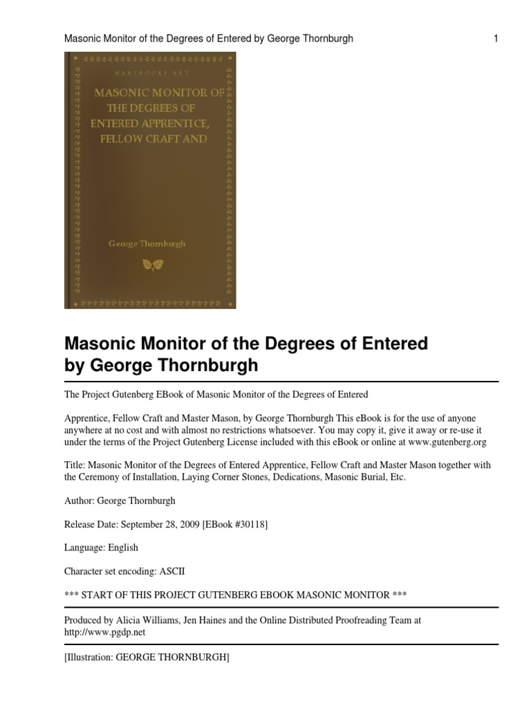 George Thorn Burgh - Masonic Monitor of The Degrees of Entered ...