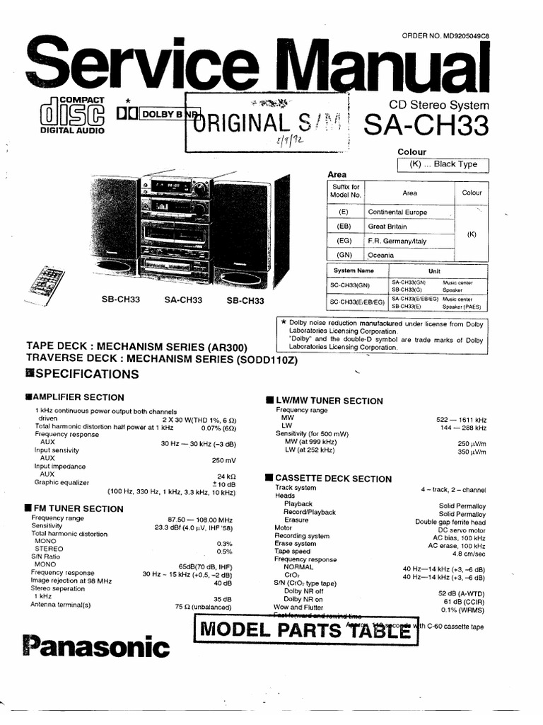 Panasonic SA CH33 | PDF