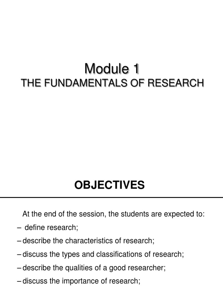 Module1 The Fundamentals of Research | PDF | Research Design ...