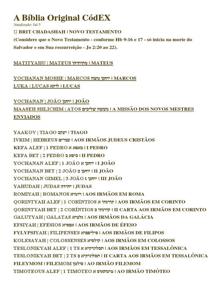 A Bíblia Original CódEX | PDF