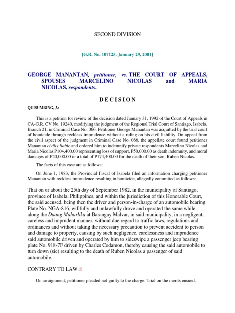 George Manantan, Petitioner, vs. The Court of Appeals, Spouses ...