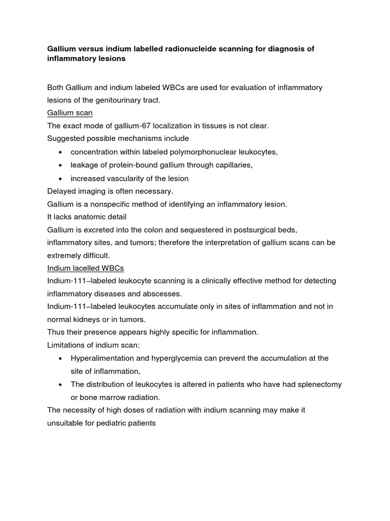 Gallium Versus Indium Labelled Radionucleide Scanning For Diagnosis of ...