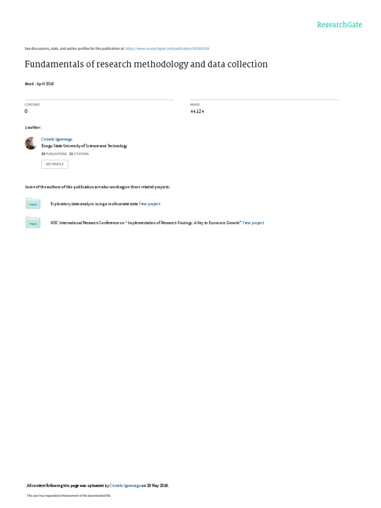 Fundamentals of Research Methodology and Data Collection | PDF ...