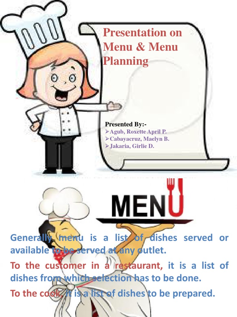 Menu Presentation ORIGINAL | PDF | Menu | Food And Drink