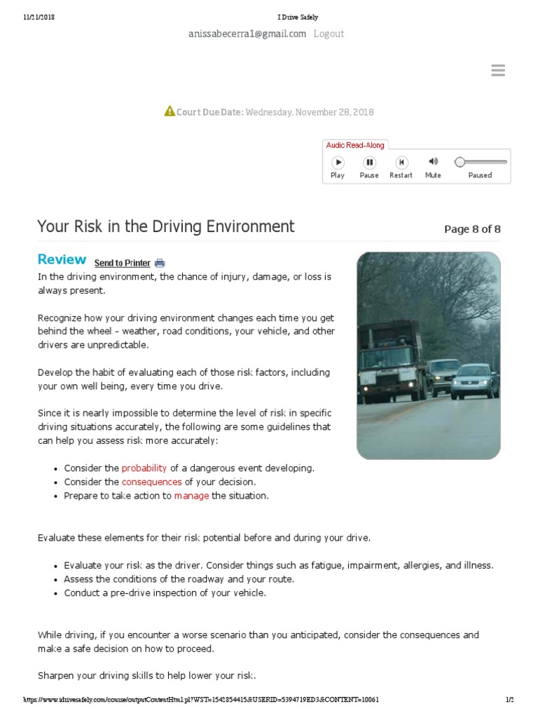 Your Risk in The Driving Environment: Review | PDF | Risk | Safety