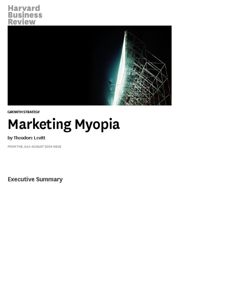 Marketing Myopia: Executive Summary | PDF | Self-Improvement