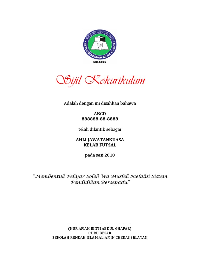 Contoh Sijil Koku | PDF