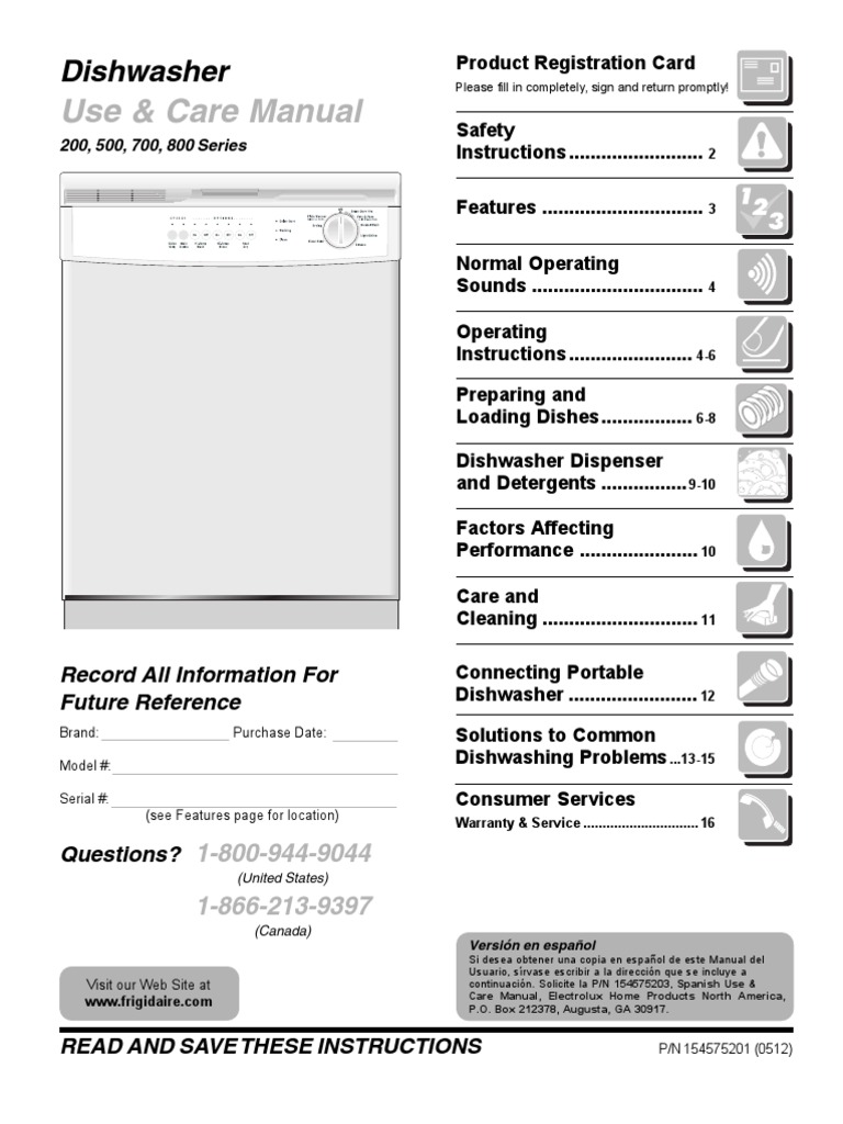 Use & Care Manual: Dishwasher | PDF | Dishwasher | Manufactured Goods