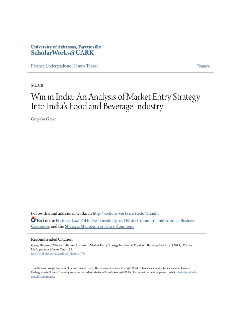 Win in India - An Analysis of Market Entry Strategy Into India - S F ...