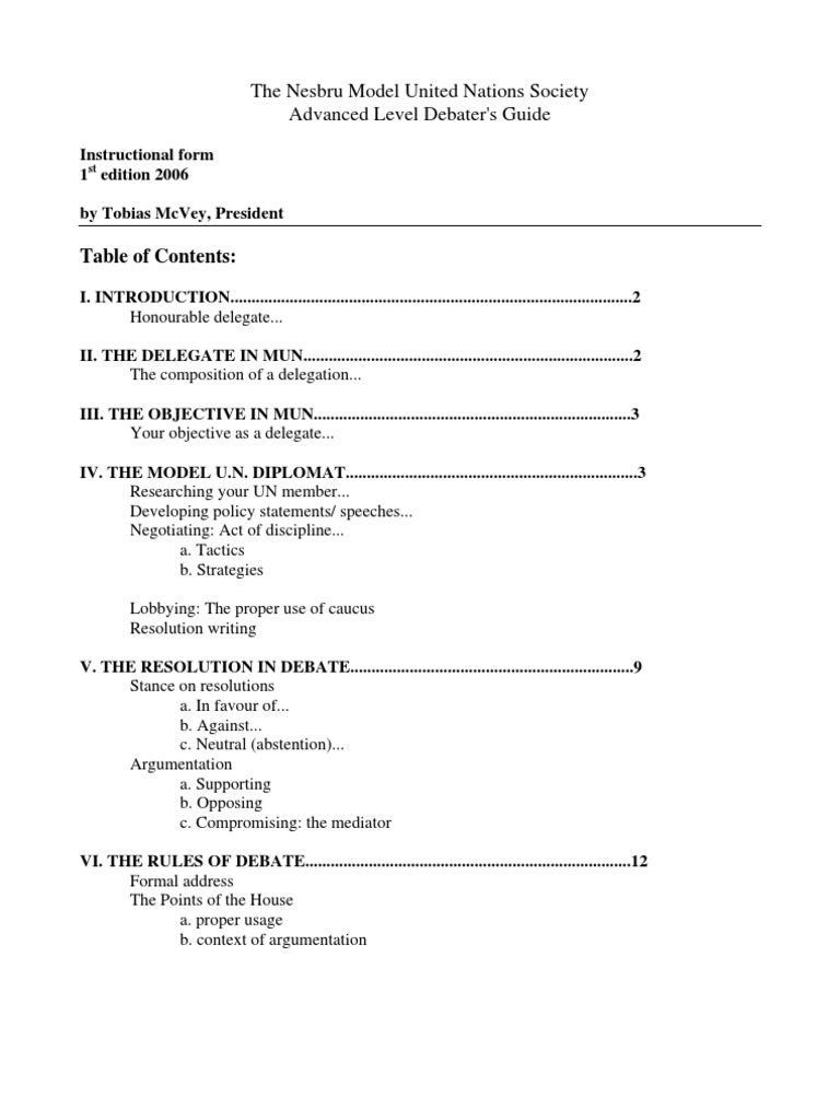 A Comprehensive Guide to Advanced Model United Nations Debating ...