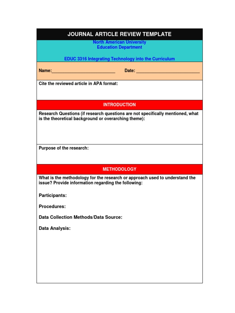 Educ 3316 - Article Review Template | PDF