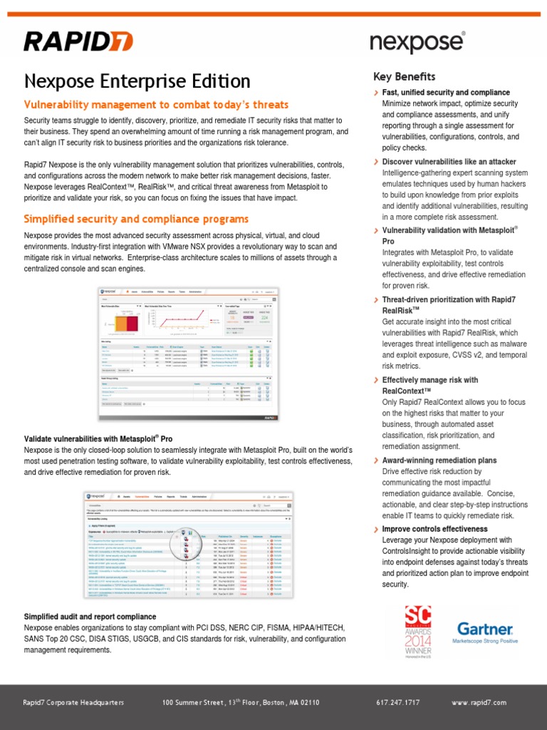 Nexpose Enterprise Edition: Vulnerability Management To Combat Today's Threats | PDF ...