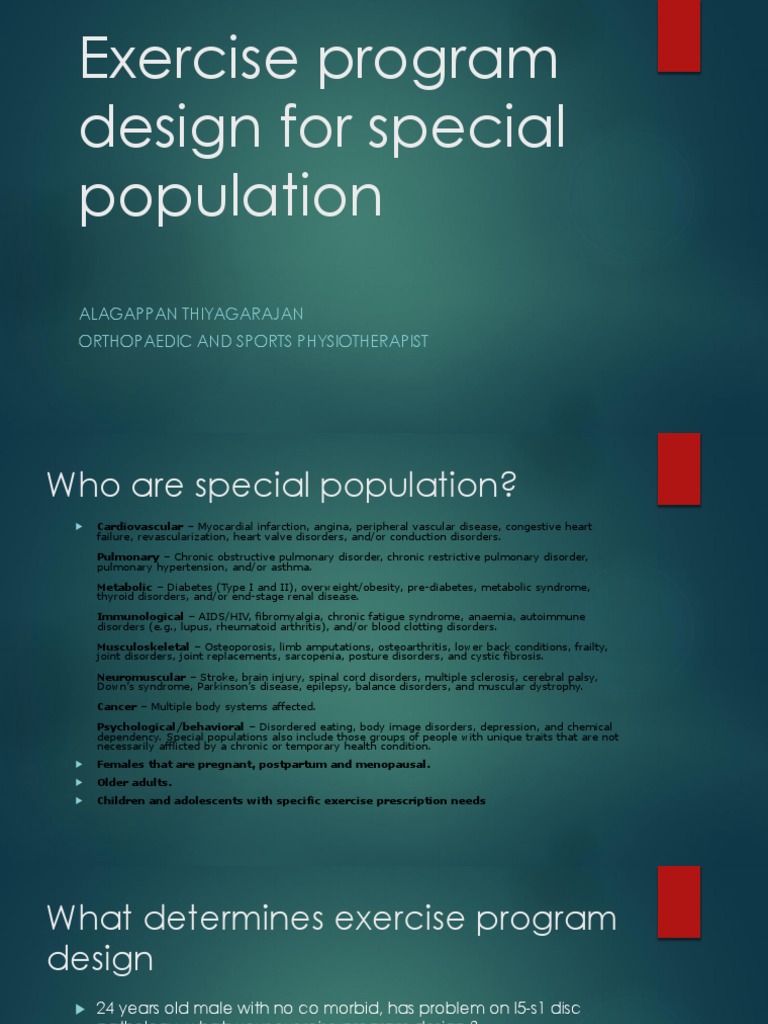 Exercise Program Design For Special Population | PDF | Physical Therapy ...
