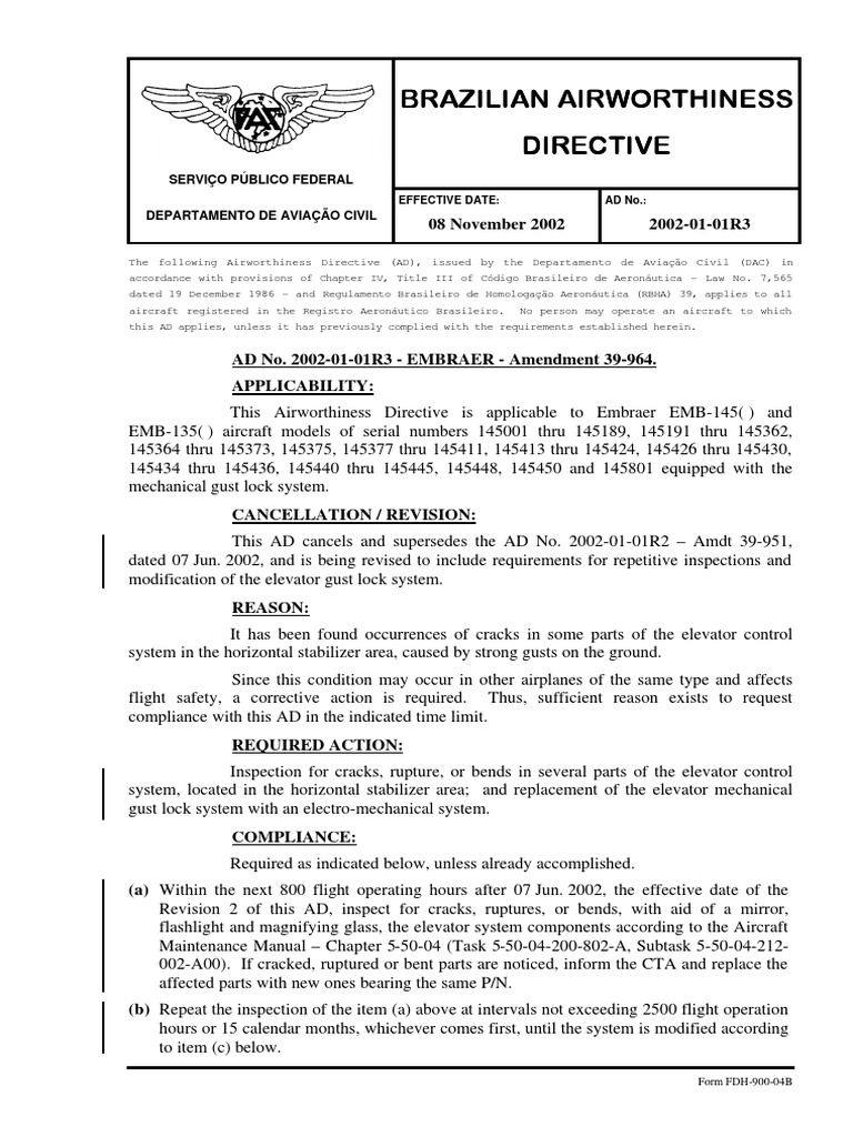 Brazilian Airworthiness Brazilian Airworthiness Directive Directive ...